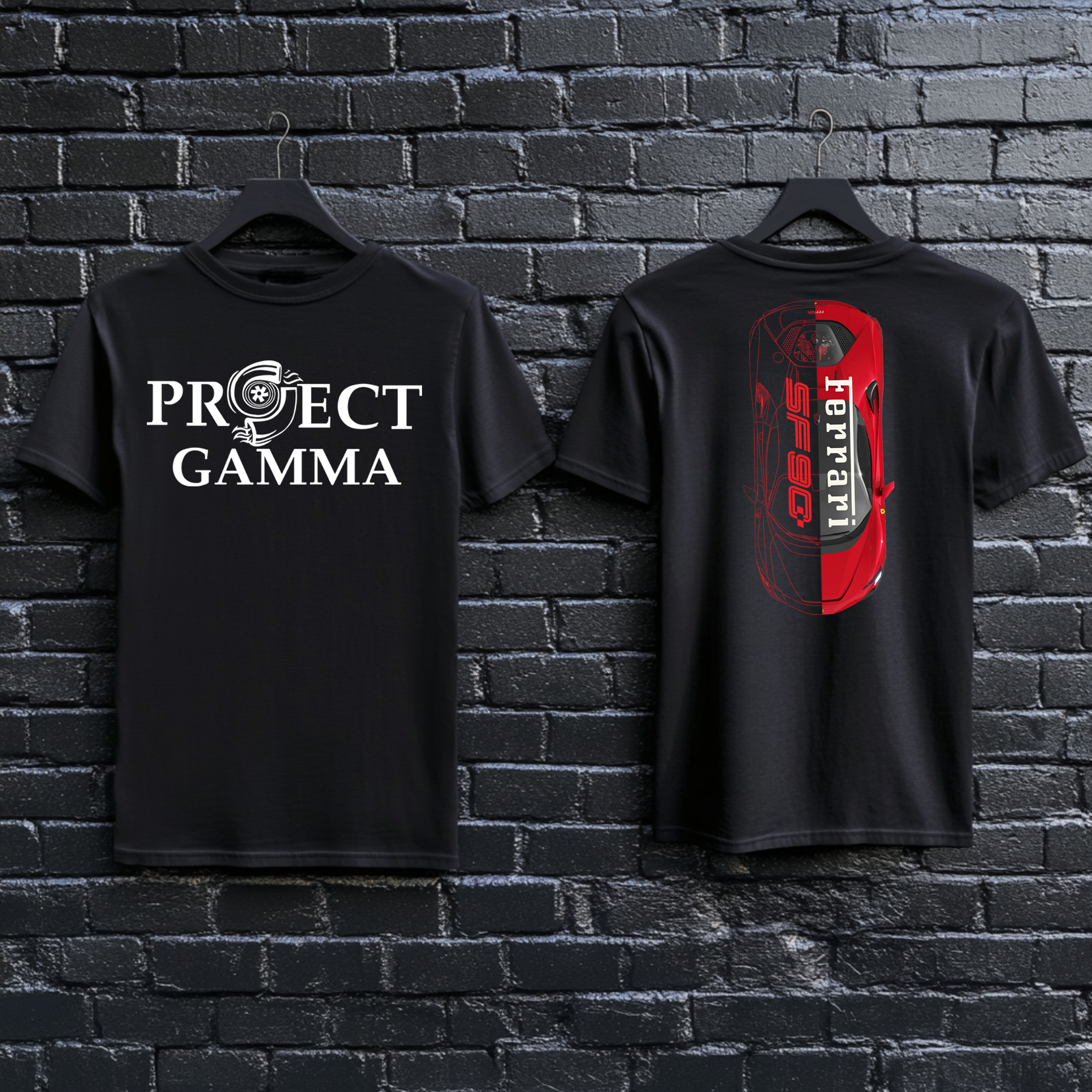 FERRARI / SF90 Split-Identity Vector - Unisex Double Sided T-Shirt